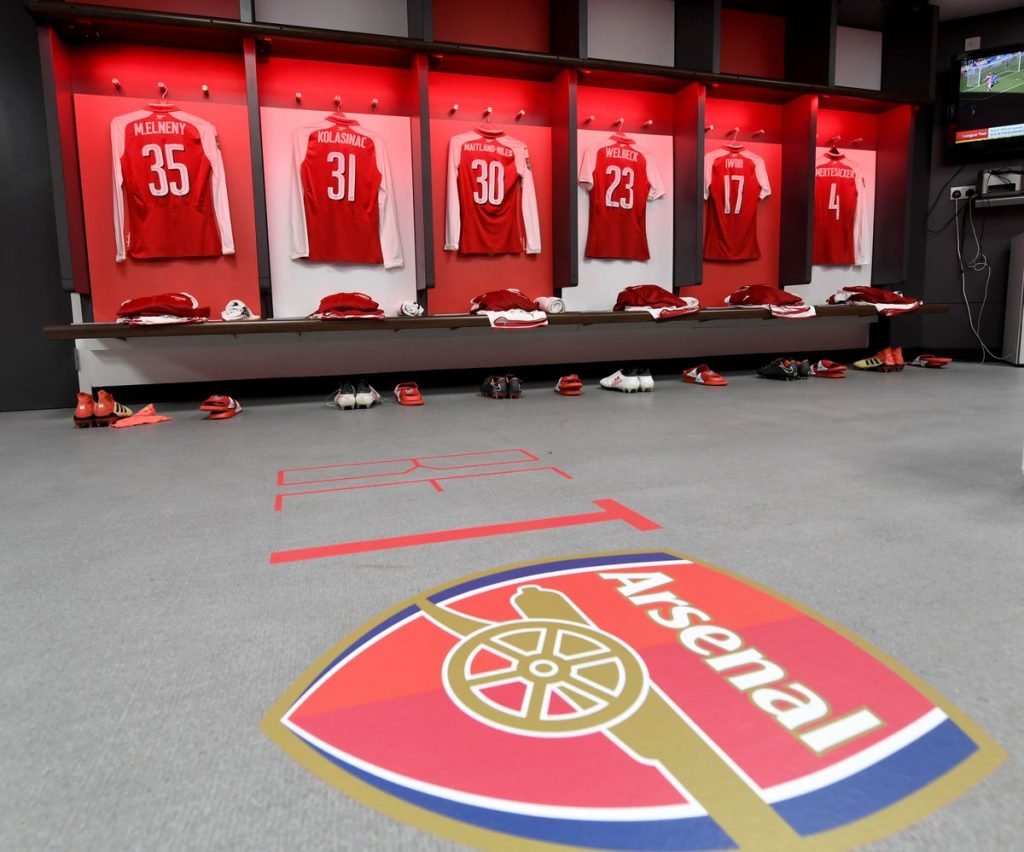 Arsenal's dressing room at Wembley